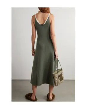 Loewe Ribbed Wool Mid-length V-neck Dress
