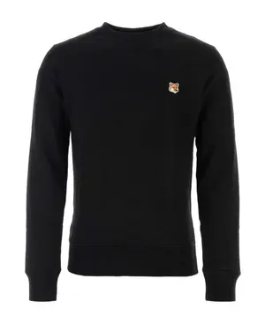 Maison Kitsuné Fox Patch Crewneck Sweatshirt - Black