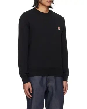 Maison Kitsuné Fox Patch Crewneck Sweatshirt - Black