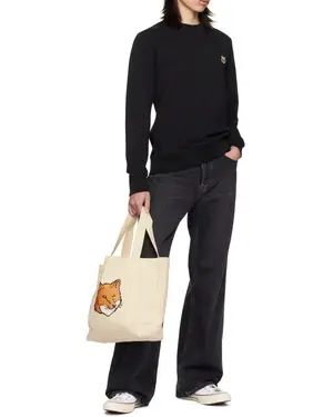 Maison Kitsuné Fox Patch Crewneck Sweatshirt - Black