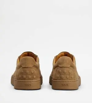 TOD'S Logo Printed Round Toe Sneakers - Brown