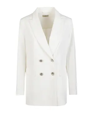 Herno Long Sleeved Double Breasted Jacket - White