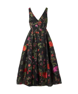 Erdem Sleeveless V-neck Floral Midi Dress