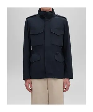 Aspesi Mock Neck Nylon-cotton Poplin Jacket - Navy
