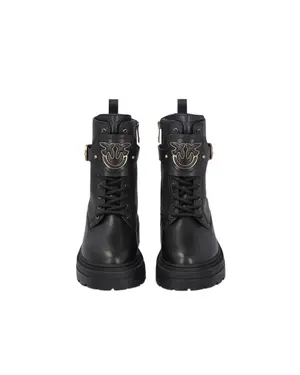 Pinko Logo Plaque Combat Boots