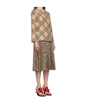 Burberry Vintage Check-printed Buttoned Pajama Top - Sand-colored