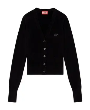 DIESEL® V-neck Knitted Cardigan With Logo Detail