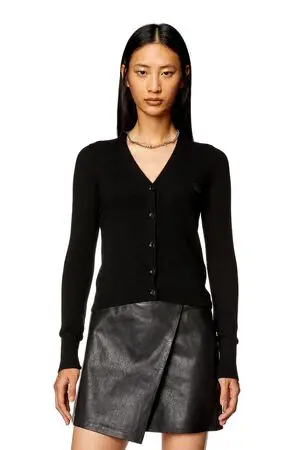 DIESEL® V-neck Knitted Cardigan With Logo Detail