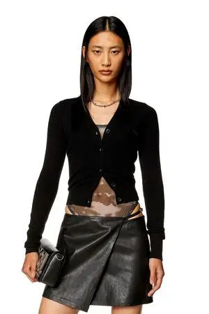 DIESEL® V-neck Knitted Cardigan With Logo Detail