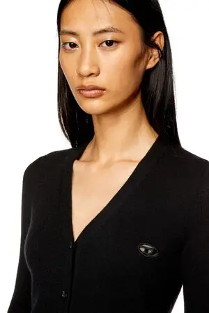 DIESEL® V-neck Knitted Cardigan With Logo Detail