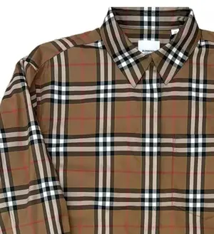 Burberry Regular Fit Check Stretch Cotton Shirt - Brown