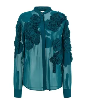 Dries Van Noten Sheer Floral Embellished Shirt - No