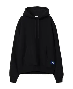 Burberry Kangaroo-pouched Drawstring Hoodie - Black