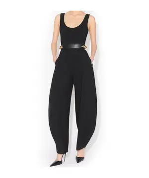 Alaïa Round Neck Sleeveless Crepe Jumpsuit