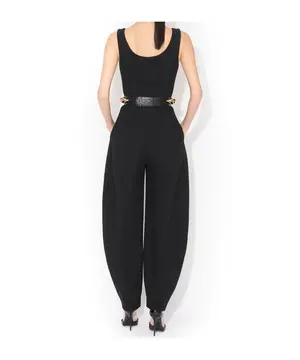 Alaïa Round Neck Sleeveless Crepe Jumpsuit