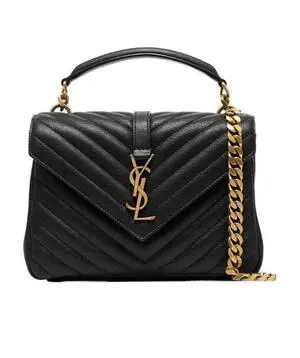 Saint Laurent College Quilted Medium Shoulder Bag - Black