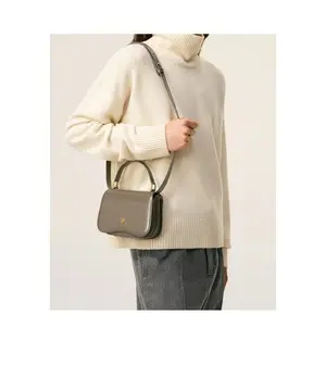 Ami Logo Plaque Foldover Top Shoulder Bag - Green