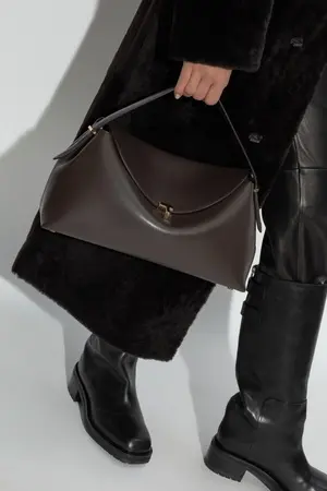 TOTEME T-lock Top Handle Medium Shoulder Bag - Black