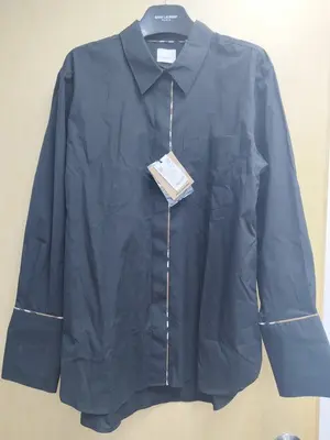 Burberry Stretch Cotton Shirt With Check Trim