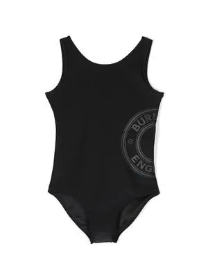 Burberry Logo Print Scoop Neck One-piece Swimsuit - Black