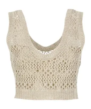 Brunello Cucinelli Sleeveless Open-knit Top