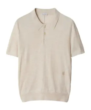 Burberry Short-sleeved Fin-knit Polo Top