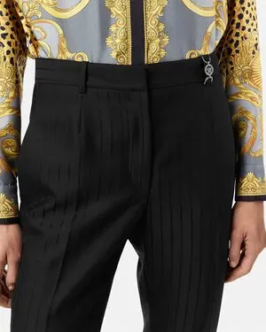 Versace Striped Flared Trousers - Black