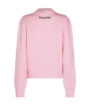 Marni Ribbed V-neck Jumper - Pink