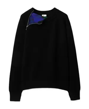 Burberry Zip-detailed Crewneck Knitted Jumper - Black