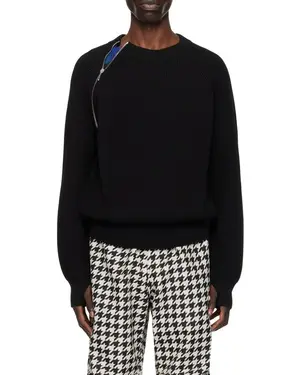 Burberry Zip-detailed Crewneck Knitted Jumper - Black