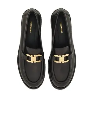 FERRAGAMO Gancini Decorative Loafer - Black
