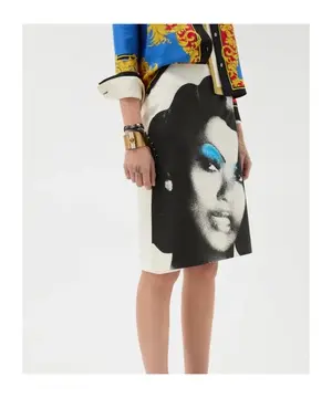 Versace Printed Pencil Skirt - Black