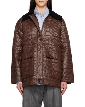 GANNI Padded Jacket With Snap And Zip Front Closure - Black