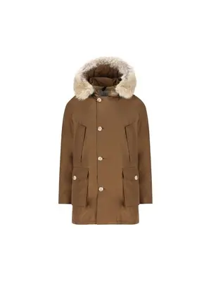 Woolrich Woolrich Arctic Hooded Parka With Fur Trim Coffee