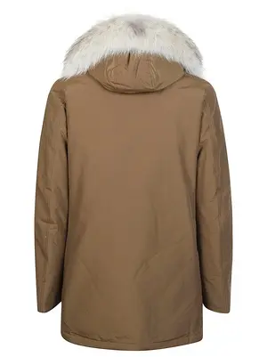 Woolrich Arctic Hooded Parka With Fur Trim - Coffee