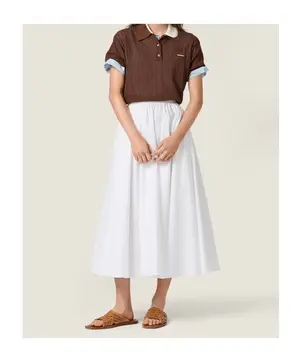 Miu Miu Open-knit Polo Top - Cocoa Brown