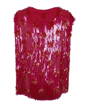 Dries Van Noten Sequin Embellished Sleeveless Top - Red