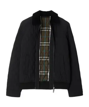 Burberry Quilted Zip-up Jacket With B-shield Detail - Black/snug