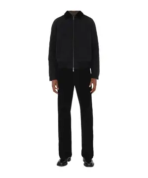 Burberry Quilted Zip-up Jacket With B-shield Detail - Black/snug
