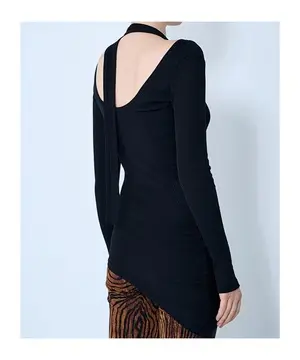 JEAN PAUL GAULTIER Asymmetric Knitted Top With Silver-tone Hardware