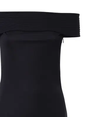 Alaïa Off-the-shoulder Maxi Dress With Flowing Hem - Black