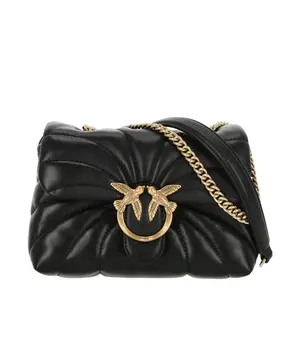 Pinko Love Puff Chain Linked Mini Crossbody Bag - Black