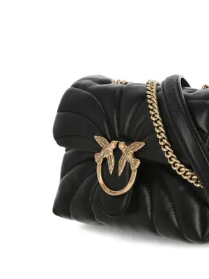 Pinko Love Puff Chain Linked Mini Crossbody Bag - Black