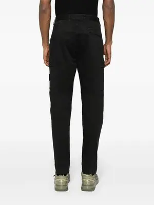 Stone Island Cargo Pants With Logo Patch - Black