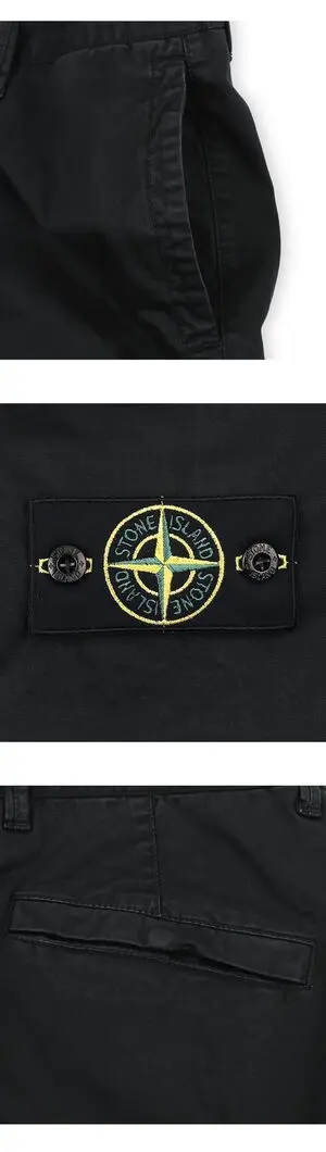 Stone Island Cargo Pants With Logo Patch - Black