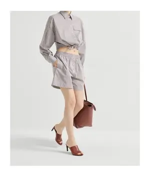 Brunello Cucinelli Striped Poplin Pyjama-style Shorts