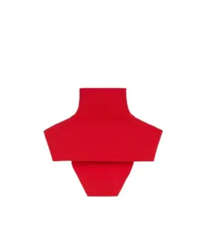 JIL SANDER Ribbed High Neck Top - Pulse Red