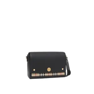 Burberry Vintage Checked Leather Crossbody Bag - Black