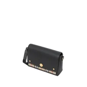 Burberry Vintage Checked Leather Crossbody Bag - Black