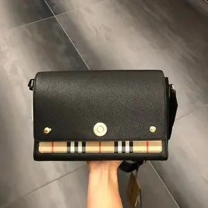 Burberry Vintage Checked Leather Crossbody Bag - Black